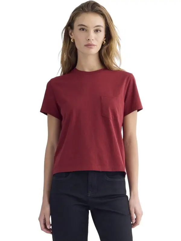 Everlane Box-cut Essential Cotton T-shirt - Merlot | Pocket